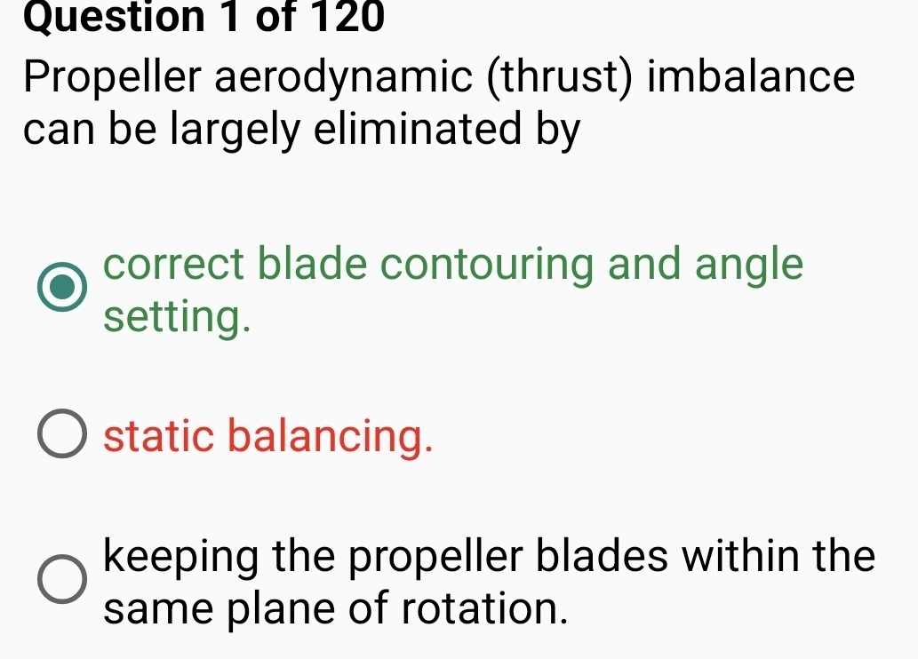 Solved: Propeller aerodynamic (thrust) imbalance can be largely ...