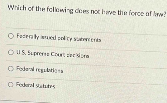 Solved: Which of the following does not have the force of law ...
