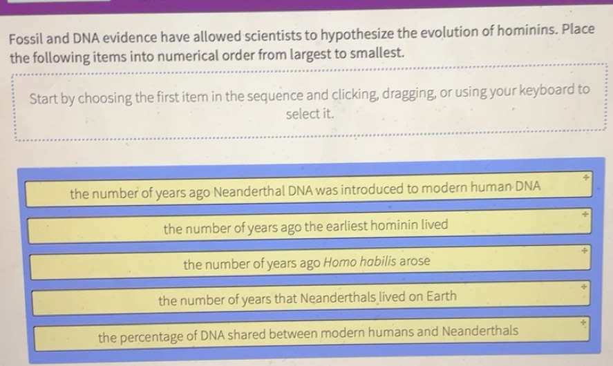 Solved: Fossil and DNA evidence have allowed scientists to hypothesize ...
