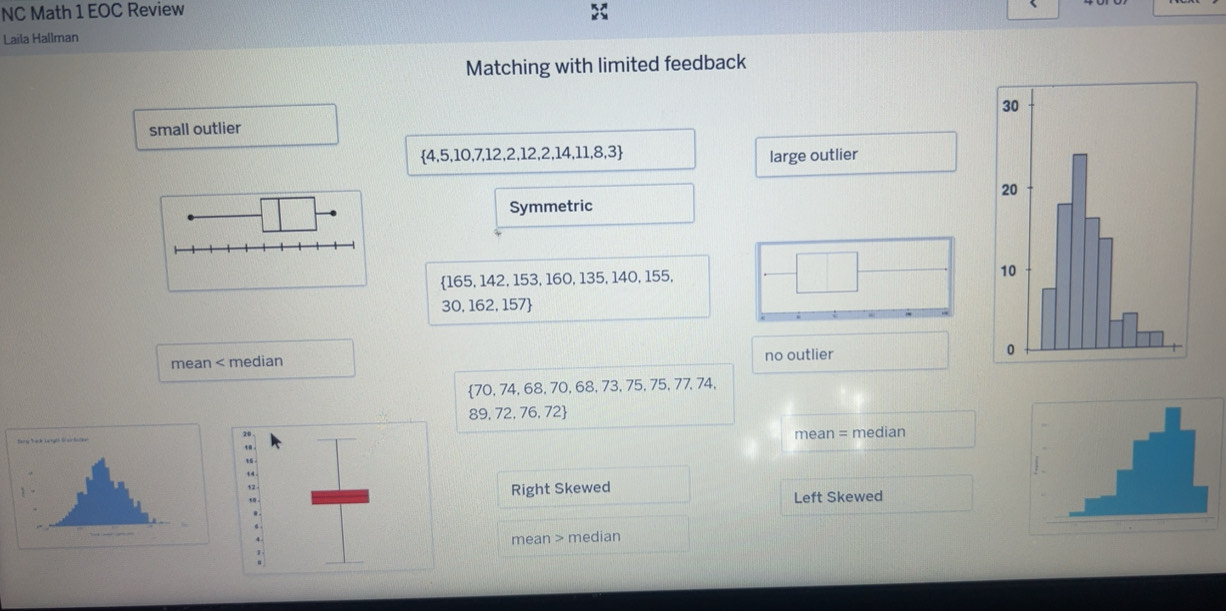 Solved: NC Math 1 EOC Review Laila Hallman Matching with limited ...