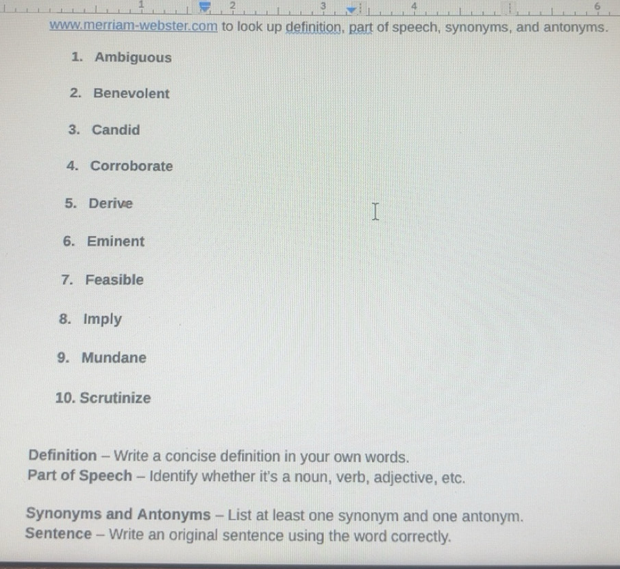 Solved: 1 2 3 4 www.merriam-webster.com to look up definition, part of ...
