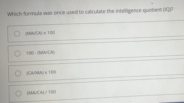Solved: Which formula was once used to calculate the intelligence ...