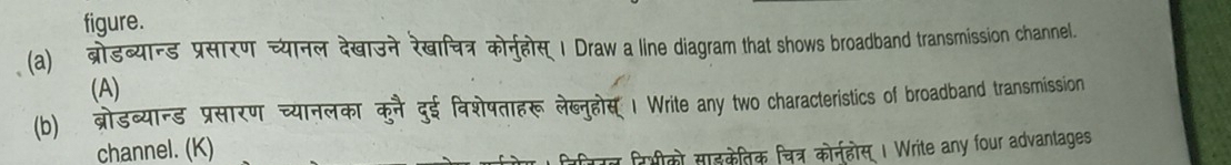Solved: figure. (a) ब्रोडब्यान्ड प्रसारण च्यानल देखाउने रेखाचित्र ...