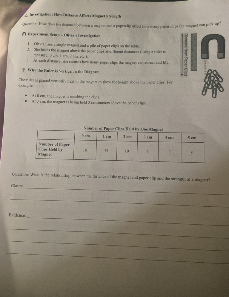 Solved: Investigation: How Distance Affects Magnet Strength Question ...