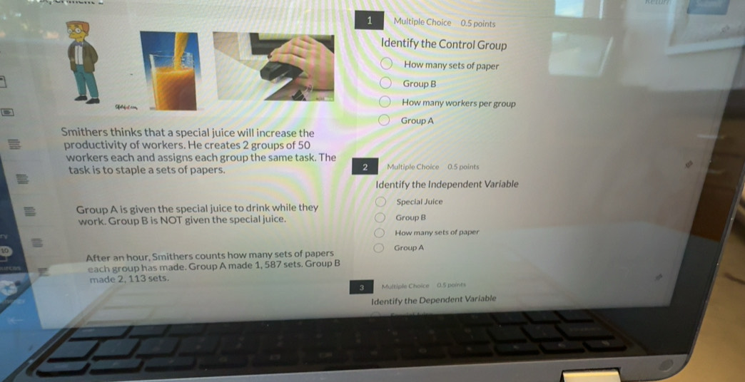 Solved: 0.5 points Identify the Control Group How many sets of paper ...