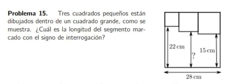 Resuelto:Problema 15. Tres cuadrados pequeños están dibujados dentro de ...
