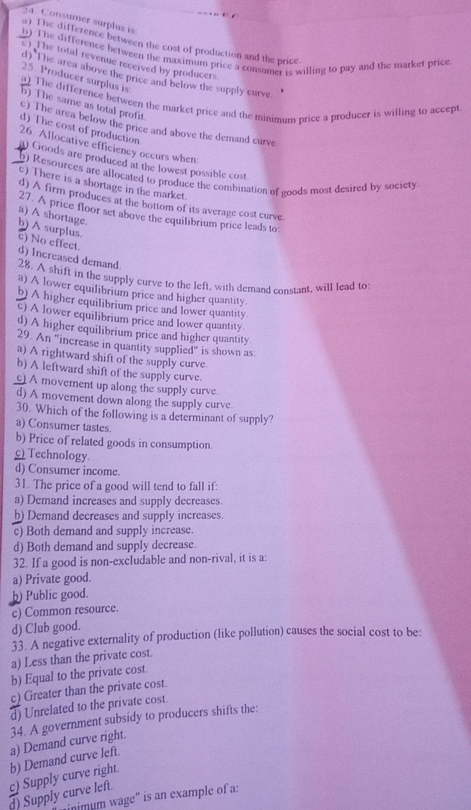 Résolu :Consumer surplus is ) The difference between the cost of ...