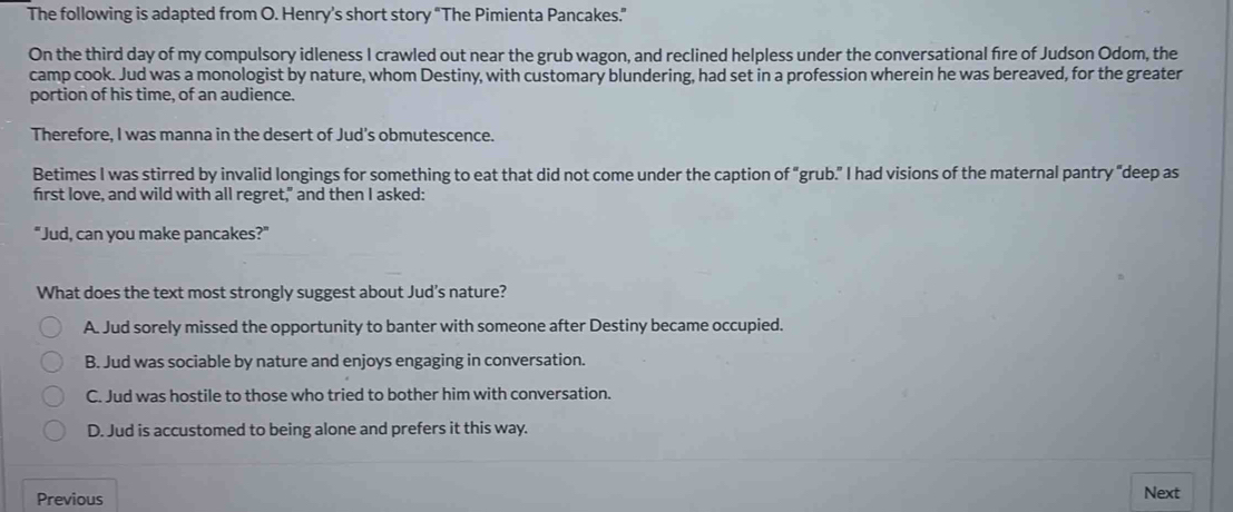 Solved: The following is adapted from O. Henry’s short story “The ...