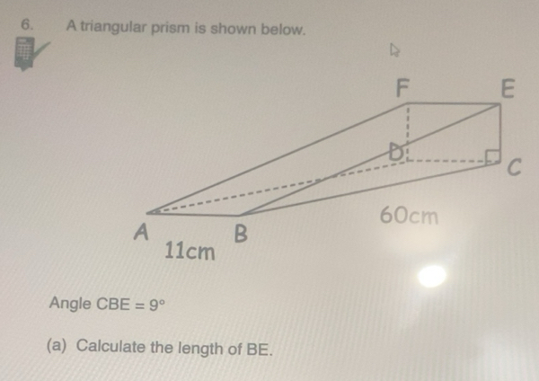 Solved: A triangular prism is shown below. F E D C 60cm A B 11cm Angle ...