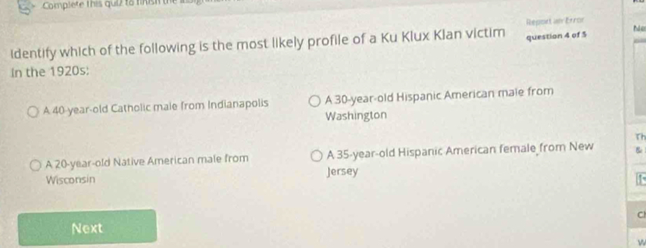 Solved: Complete this quiz to tinish th Report an Error me identify ...