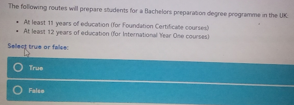 Solved: The following routes will prepare students for a Bachelors ...
