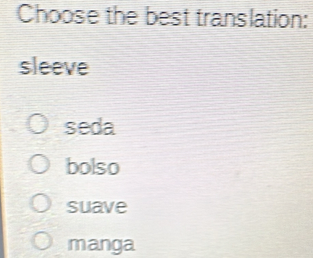 Solved: Choose the best translation: sleeve seda bolso suave manga [Others]