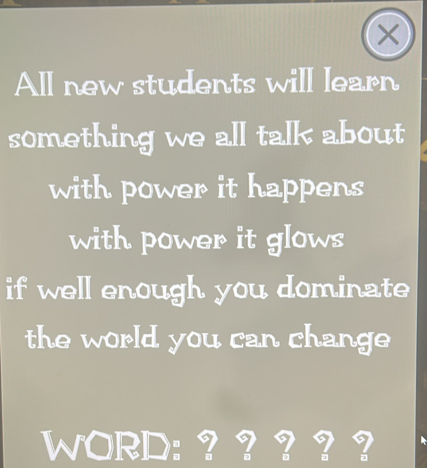 Solved: × All new students will learn something we all talk about with ...
