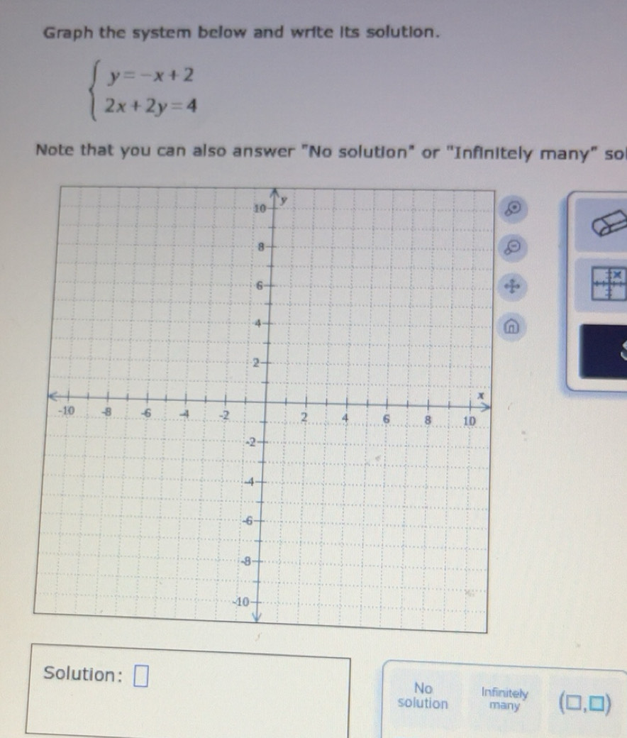 Solved: Graph the system below and write its solution. beginarrayl y ...