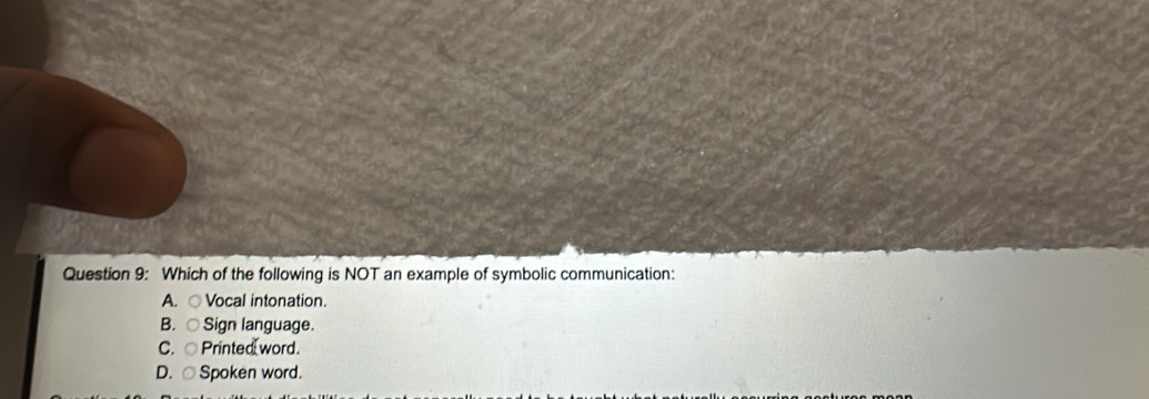 Solved: Which of the following is NOT an example of symbolic ...
