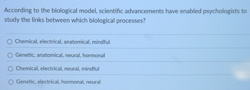 Solved: According to the biological model, scientifc advancements have ...