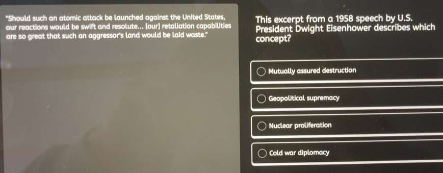 Solved: "Should such an atomic attack be launched against the United ...