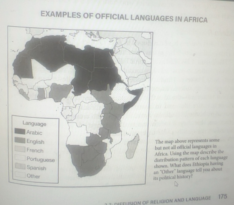 Solved: EXAMPLES OF OFFICIAL LANGUAGES IN AFRICA map above represents ...