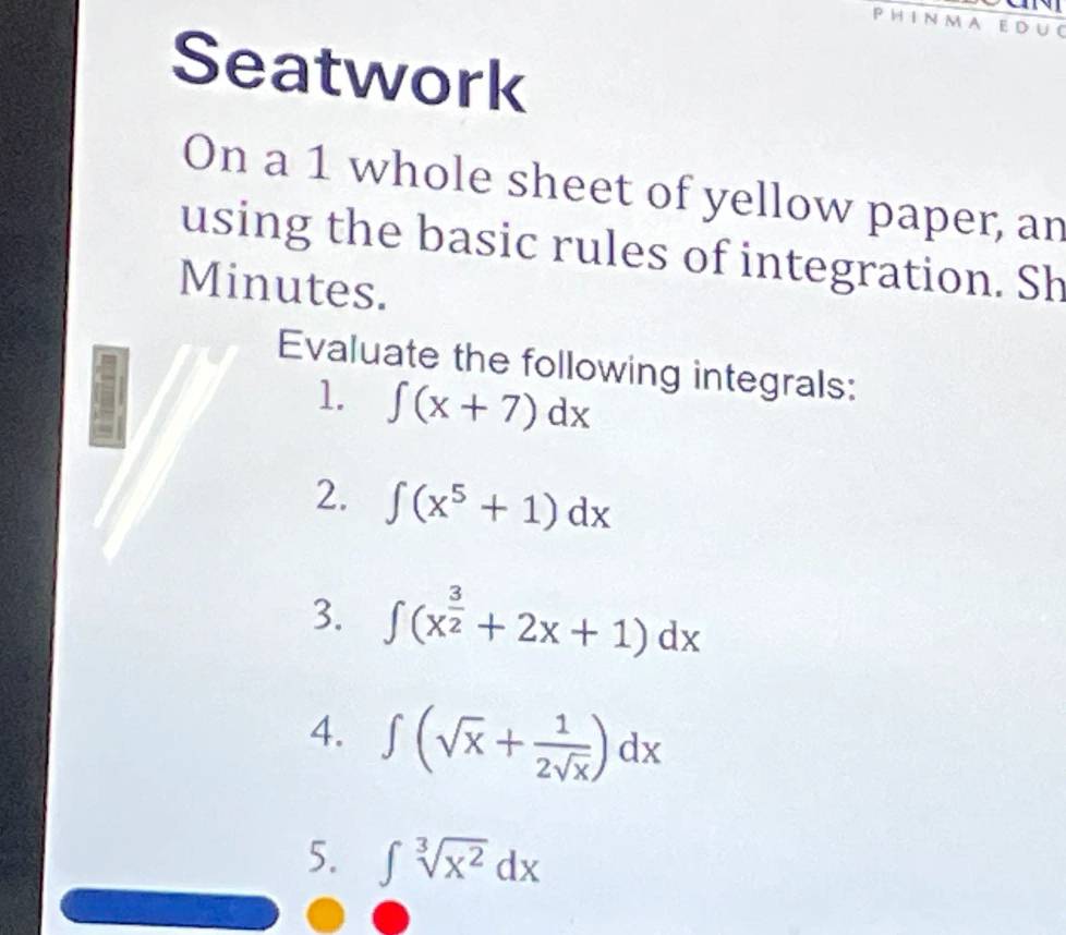 Solved: PHI NMA ED U Seatwork On a 1 whole sheet of yellow paper, an ...