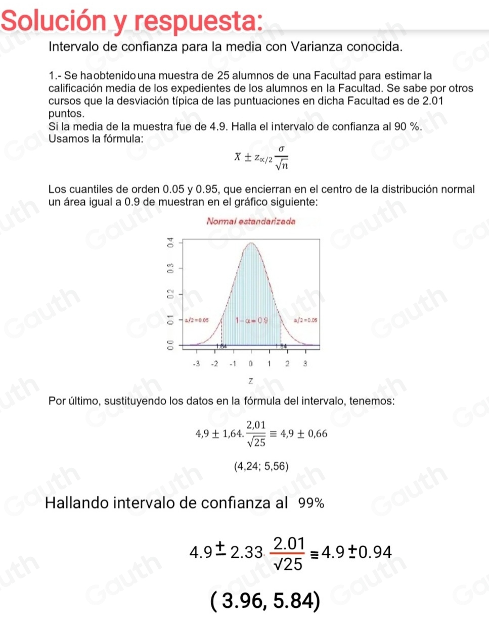 Resuelto:Se ha obtenido una muestra de 25 alumnos de una Facultad para estimar la calificación medi