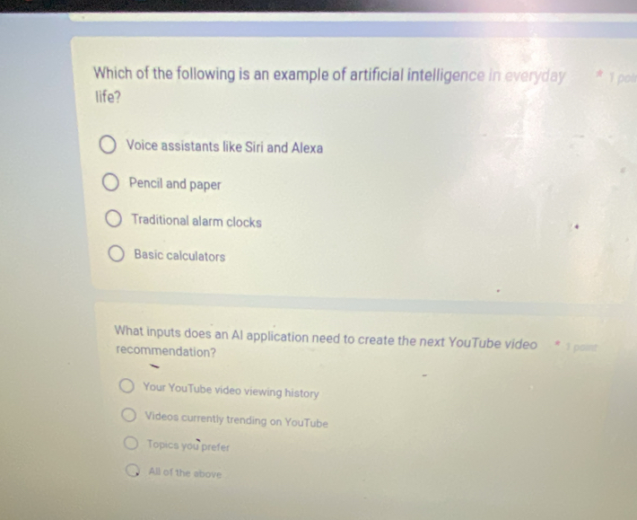 Solved: Which of the following is an example of artificial intelligence ...