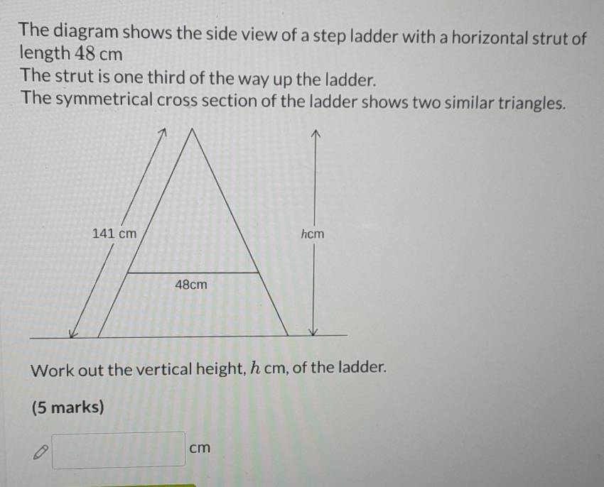 Solved: The diagram shows the side view of a step ladder with a ...