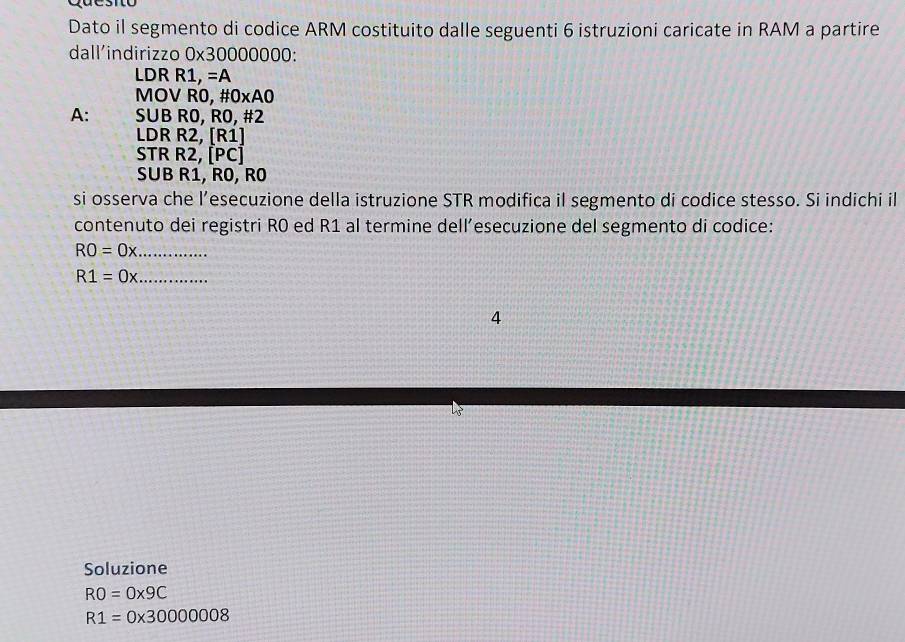 Risolto:Dato il segmento di codice ARM costituito dalle seguenti 6 ...