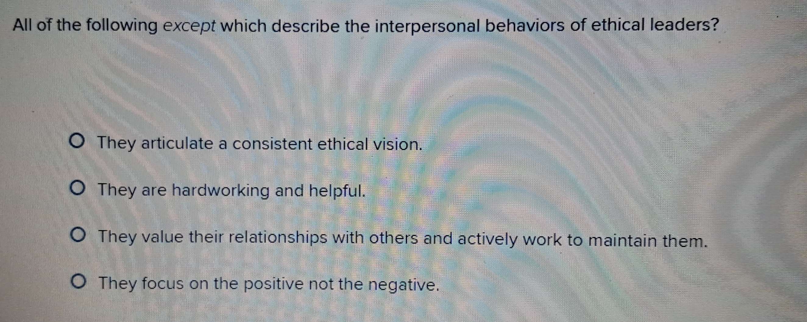 Solved: All of the following except which describe the interpersonal ...