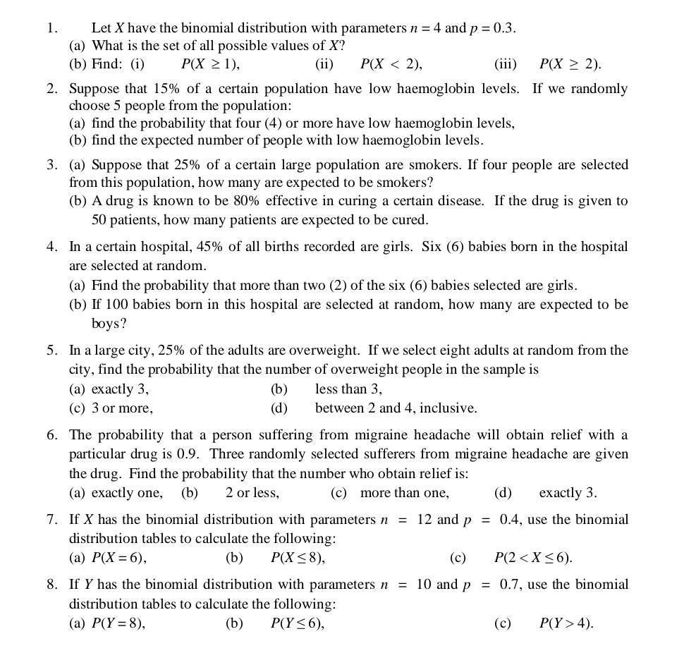 Solved: Let X have the binomial distribution with parameters n=4 and p ...