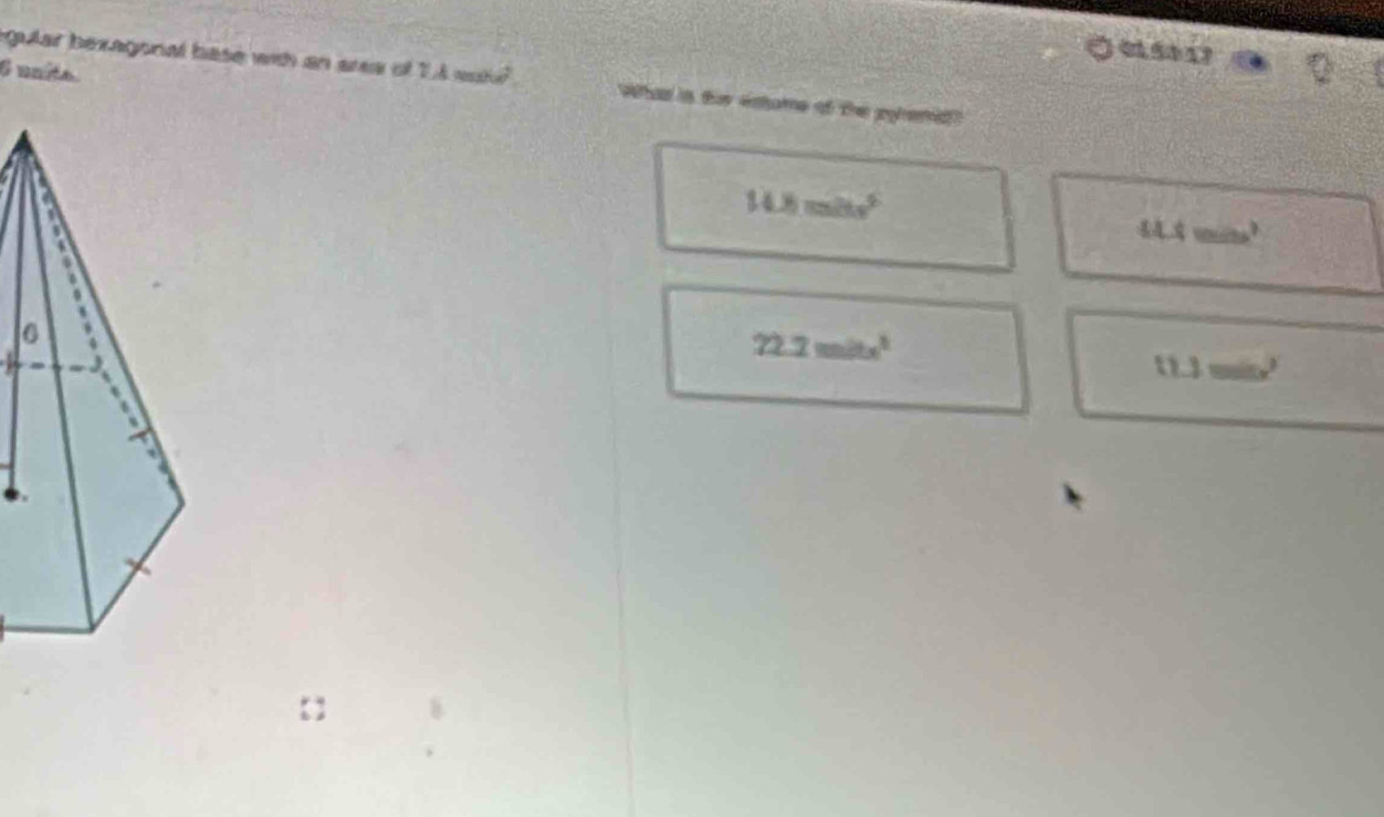 Solved: 01517 6 wade gular bexagonal base with an area of 14 wotd Wha ...