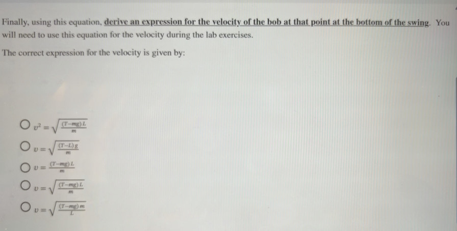 Solved: Finally, using this equation, derive an expression for the ...