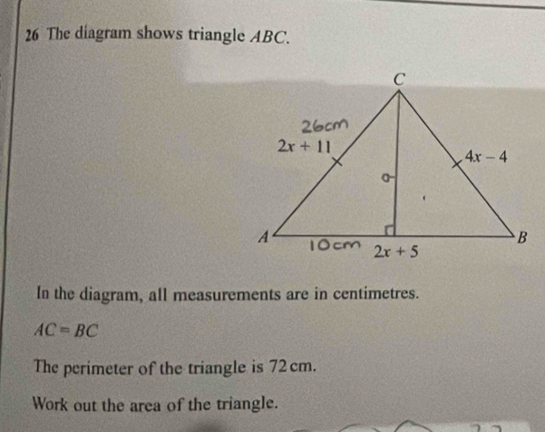 Solved: The diagram shows triangle ABC. In the diagram, all ...