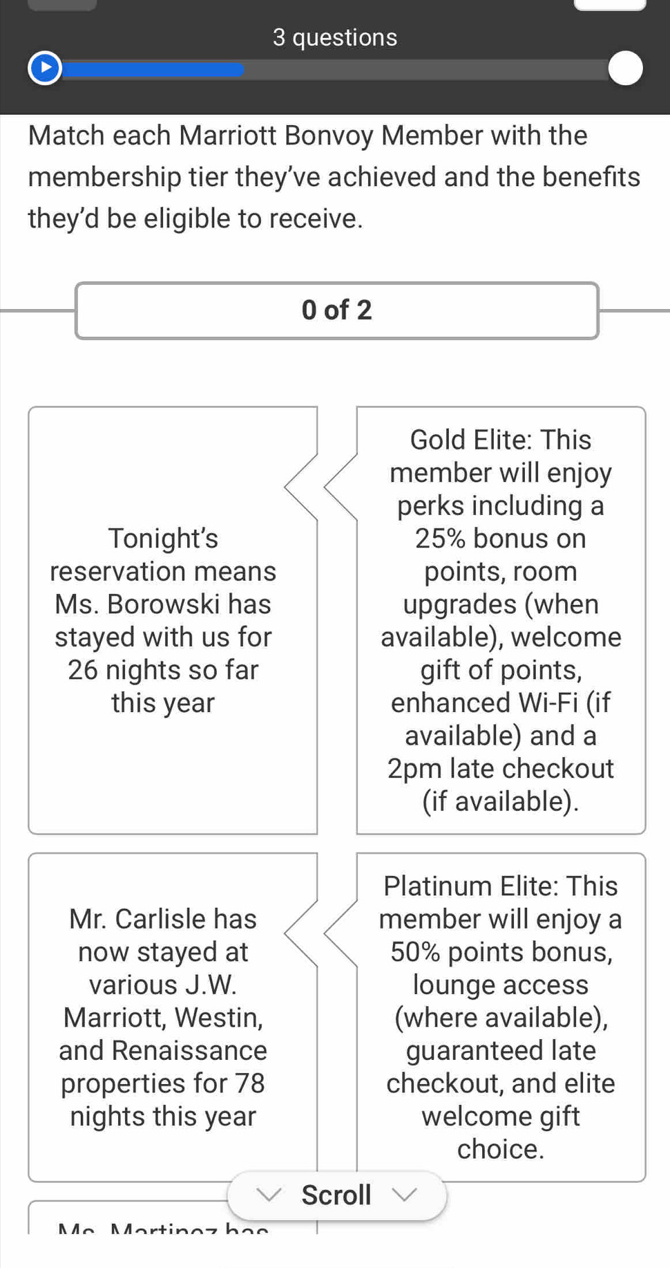 Solved: questions Match each Marriott Bonvoy Member with the membership ...