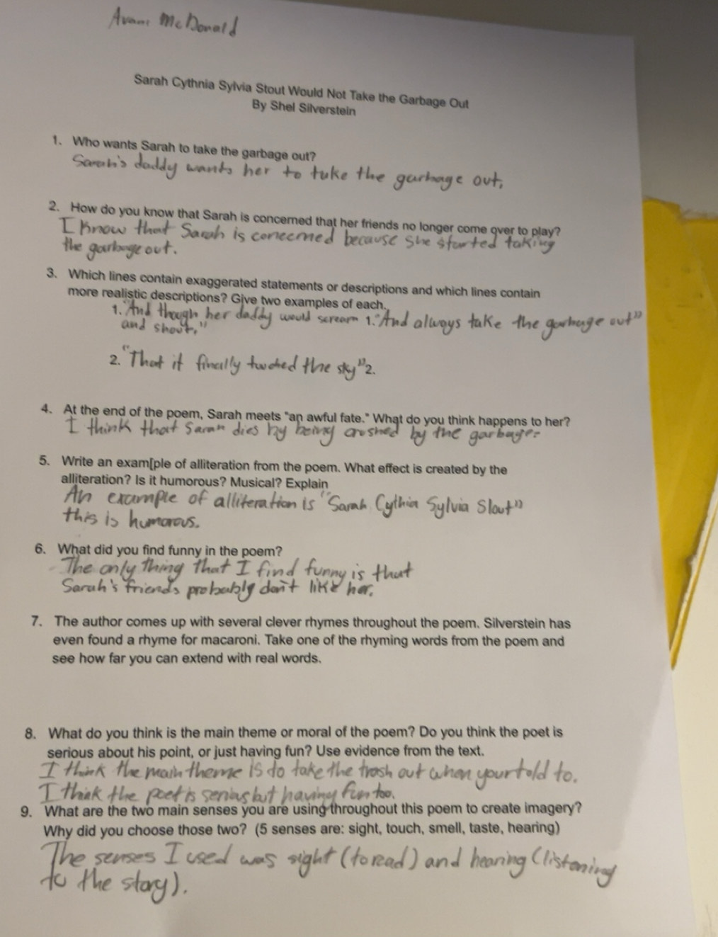 Résolu :Sarah Cythnia Sylvia Stout Would Not Take the Garbage Out By ...