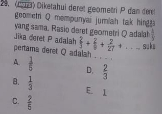 Telah dijawab:(20) Diketahui deret geometri P dan deret geometri Q ...