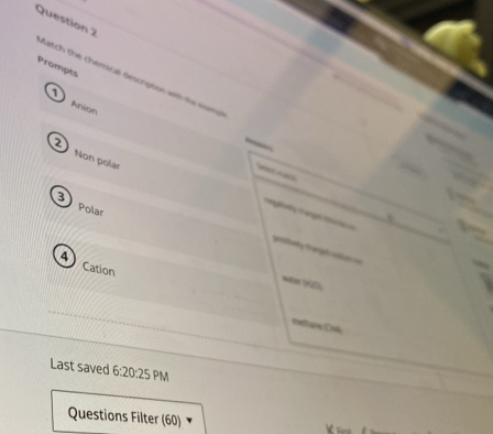 Solved: Prompts Match the chemical description with te noms 1 Anion 2 ...