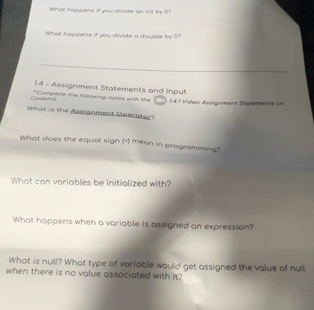 Solved: What happens if you divide an int by 0? What happens if you ...
