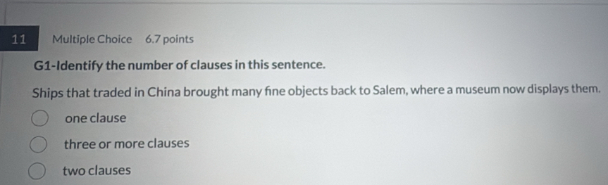 Solved: G1-Identify the number of clauses in this sentence. Ships that ...