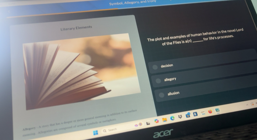 Solved: Symbol, Allegory, and frony Literary Elements The plot and ...