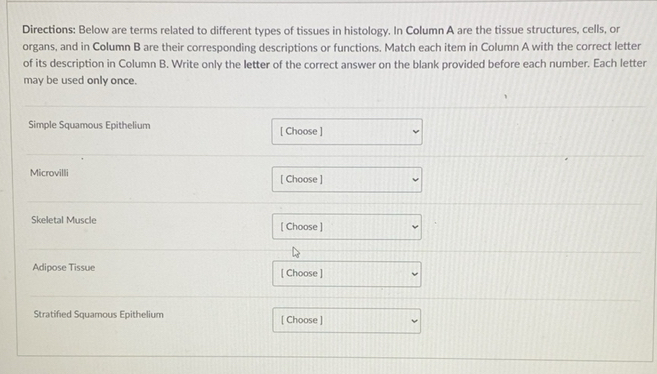 Solved: Directions: Below are terms related to different types of ...
