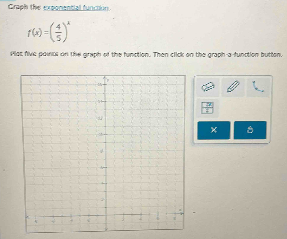 Solved: Graph the exponential function. f(x)=( 4/5 )^x Plot five points ...
