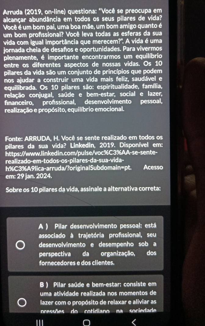 Resolvido:Arruda (2019, on-line) questiona: "Você se preocupa em ...