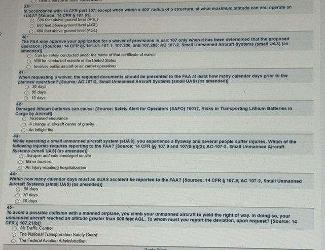 Solved: 39+ In accordance with 14 CFR part 107, except when within a ...
