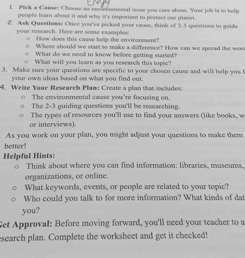 Solved: Pick a Cause: Choose an environmental issue you care about ...