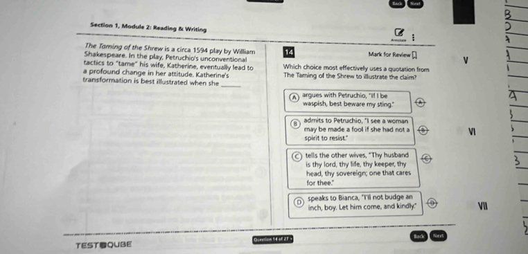 Solved: Section 1, Module 2: Reading & Writing The Toming of the Shrew ...