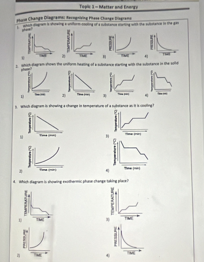 Solved: Topic 1 - Matter and Energy Phase Change Diagrams: Recognizing ...