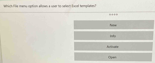 Solved: Which File menu option allows a user to select Excel templates ...