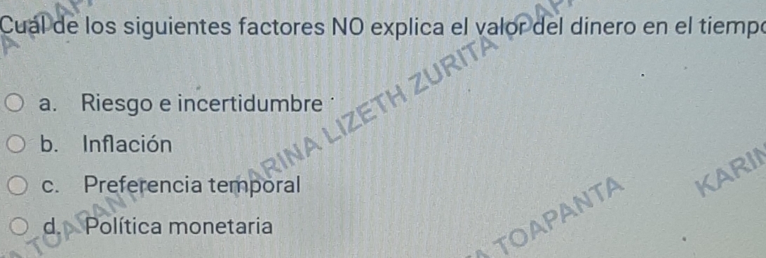 Resuelto:Cuál de los siguientes factores NO explica el valor del dinero ...