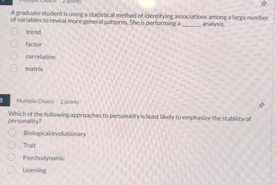 Solved: ple Choice 2 poits A graduate student is using a statistical ...