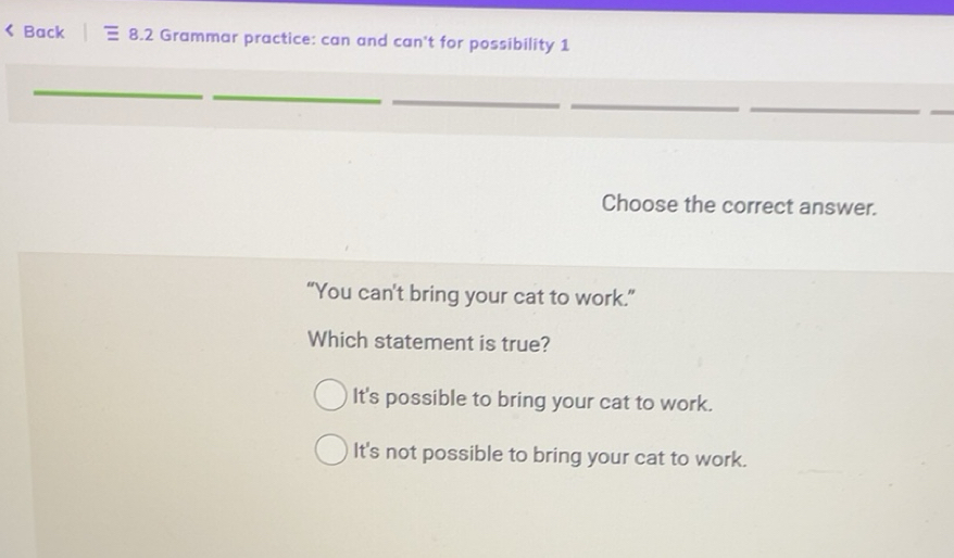 Resuelto:Back 8.2 Grammar practice: can and can't for possibility 1 ...